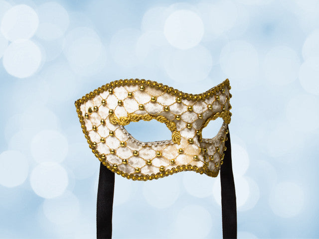 Gala-Maske aus crème-farbenem Samt – MaskshopVenice.com